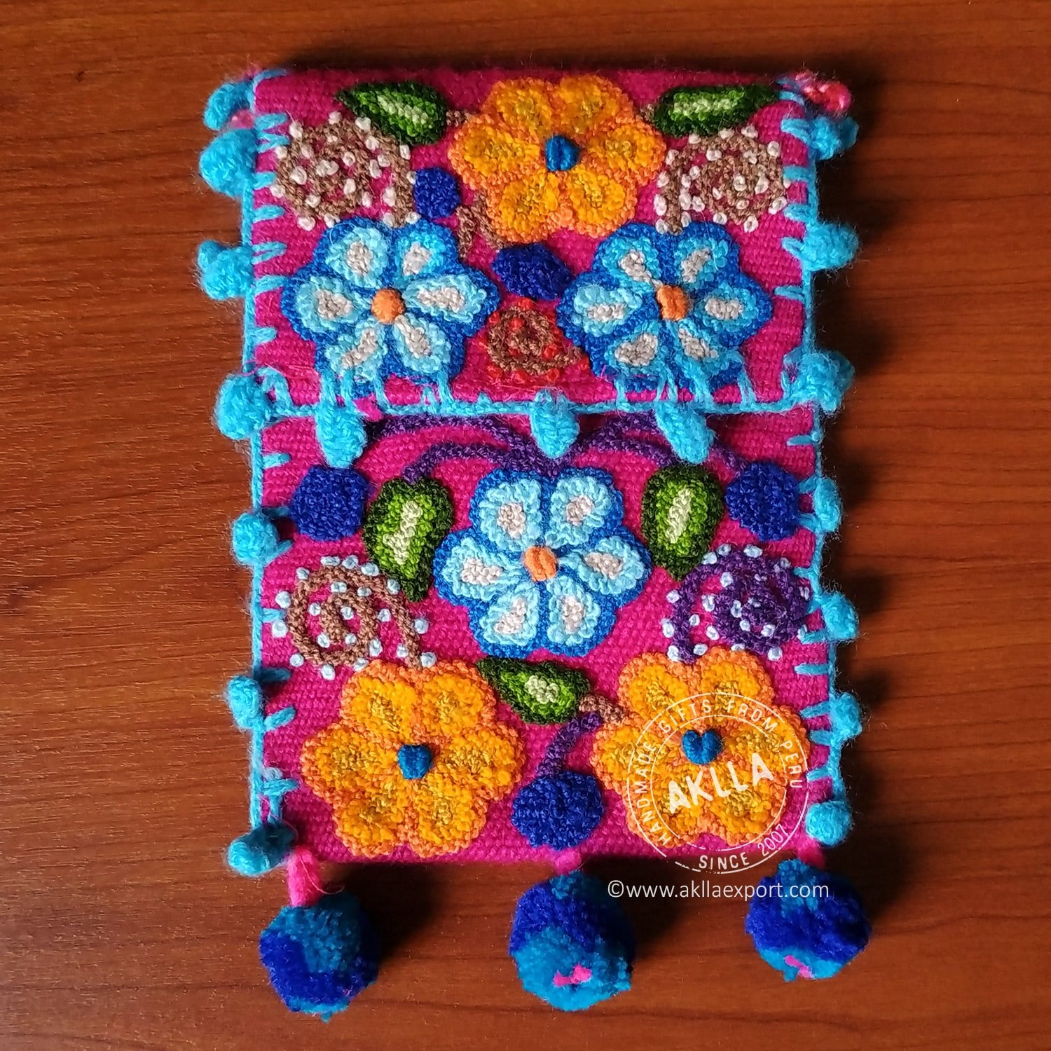 Hand-Embroidered Cell Phone Holder with Flower Design | AKLLA EXPORT